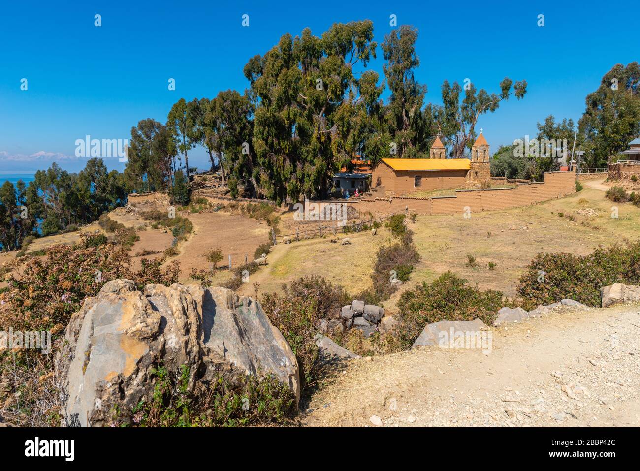 Isla del Sol or Island of the Sun, Lake Titicaca, Department La Paz ...