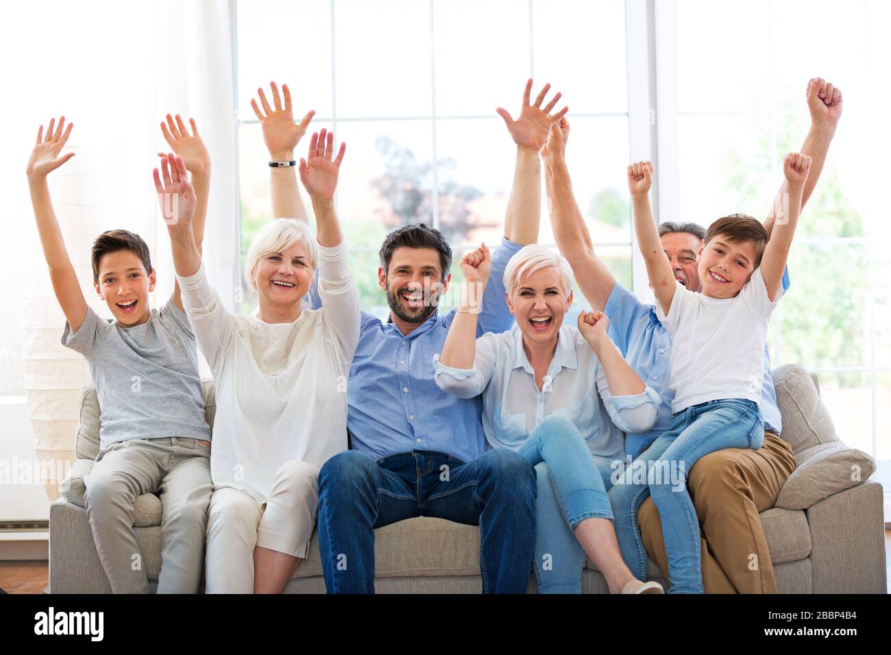 Family of three generations having fun together Stock Photo - Alamy
