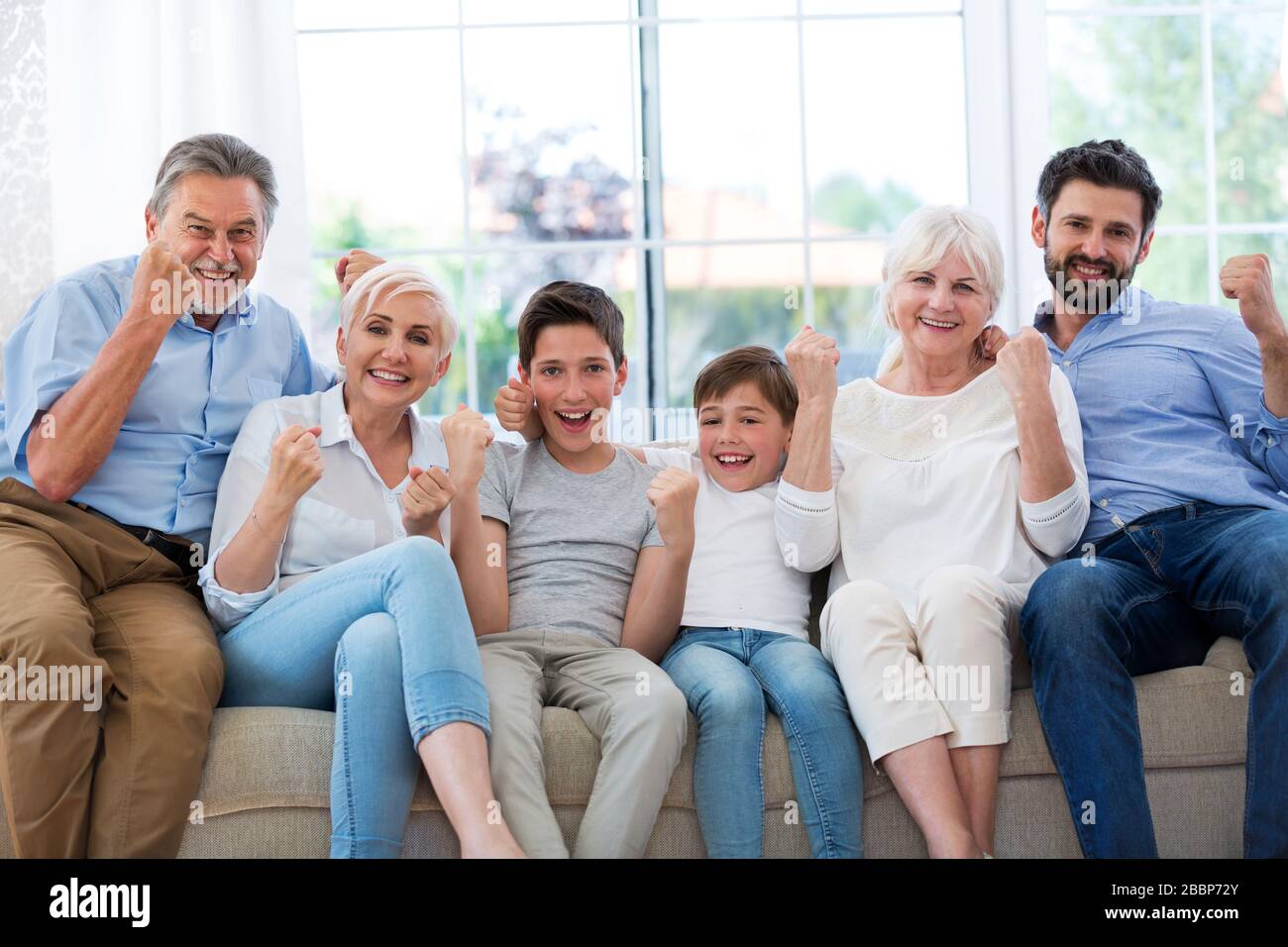 Family of three generations having fun together Stock Photo - Alamy