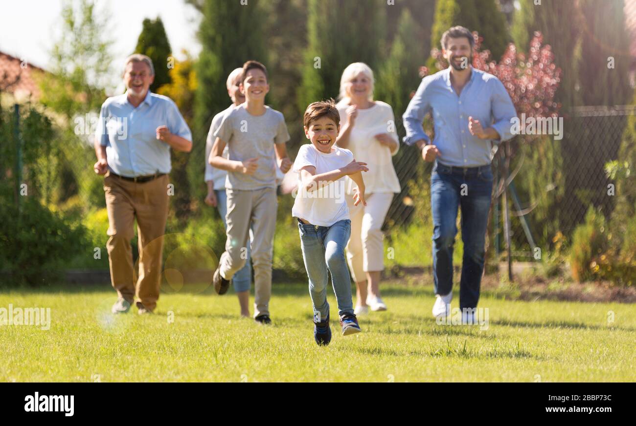 Family of three generations having fun together Stock Photo - Alamy