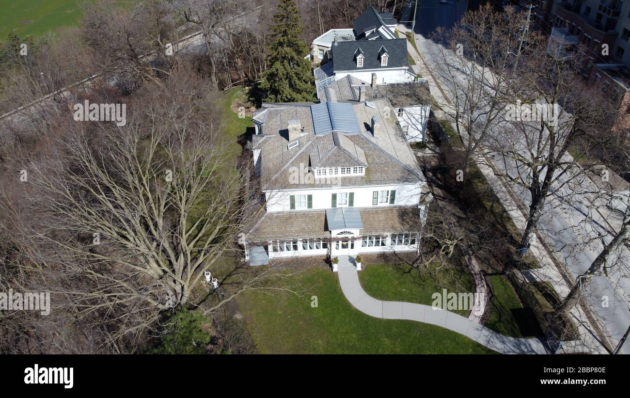 Historic Eldon House Museum Aerial in London Ontario Canada spring 2020 ...