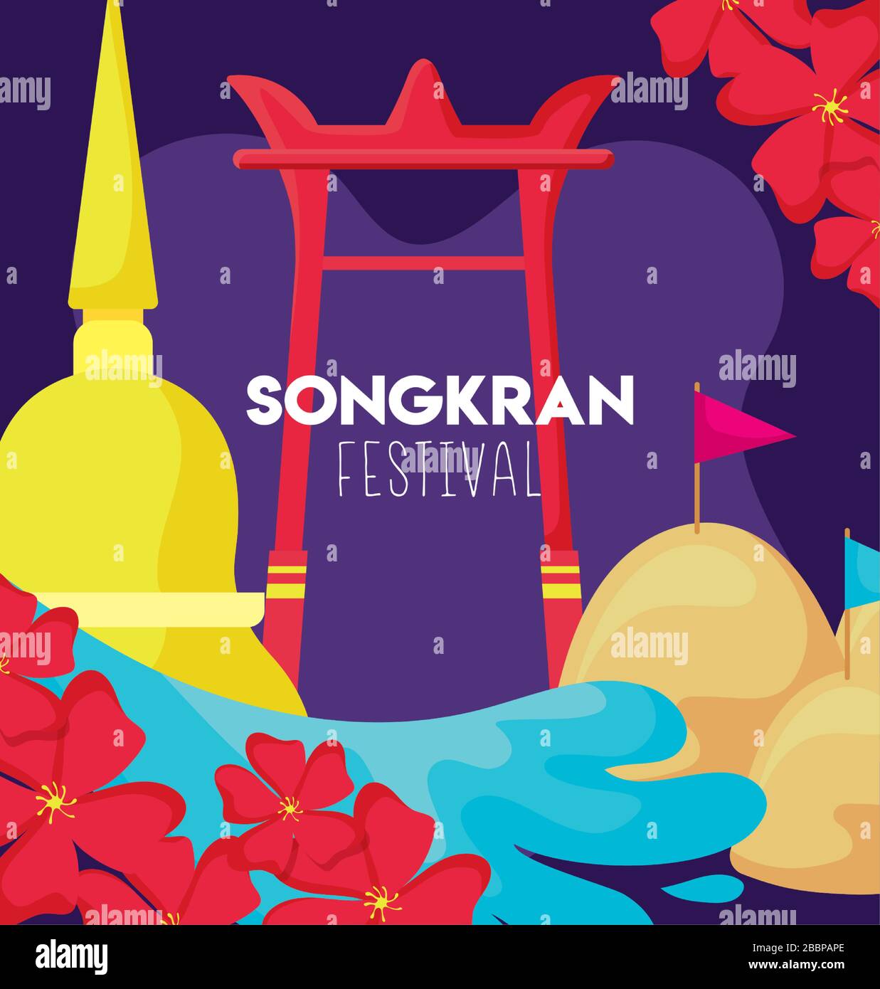 card of songkran festival in thailand vector illustration design Stock ...