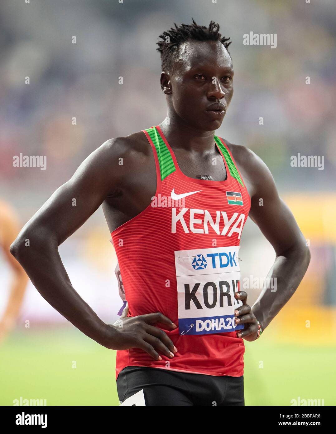DOHA - QATAR - SEP 29: Emmanuel Kipkurui Korir (KEN) competing in the ...