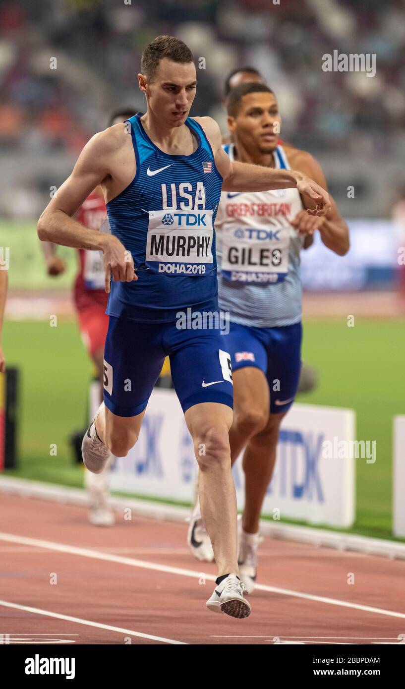 DOHA - QATAR - SEP 29: Clayton Murphy (USA) competing in the 800m semi ...