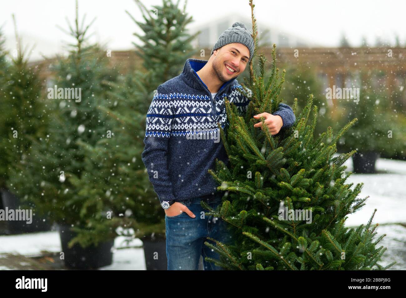Man carrying christmas tree hi-res stock photography and images - Alamy