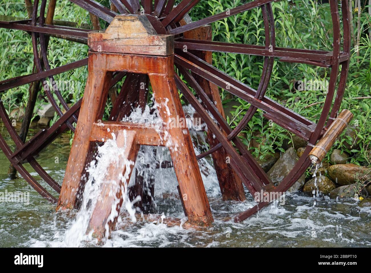 close up from traditional aisan water wheel Stock Photo - Alamy