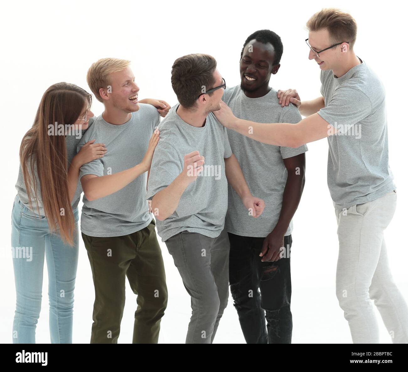 group of diverse friendly young people . isolated on white Stock Photo ...