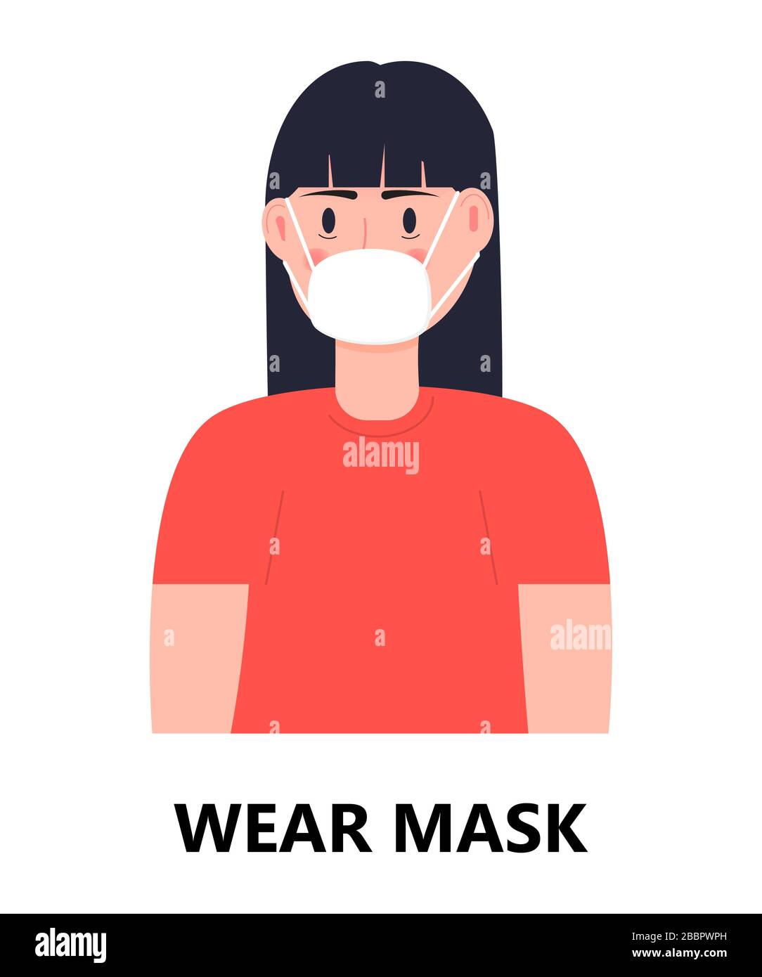 Wear mask icon vector. Flu, cold, coronavirus prevention is shown ...