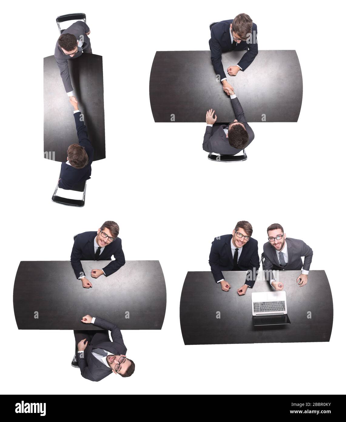 top view. two business people sitting at the Desk Stock Photo - Alamy