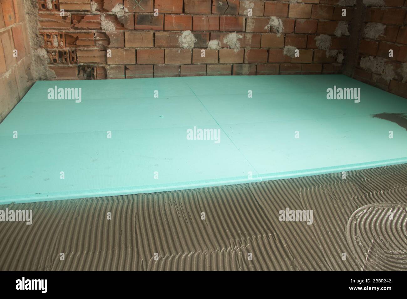 repair of house floor insulation and wall insulation Stock Photo - Alamy