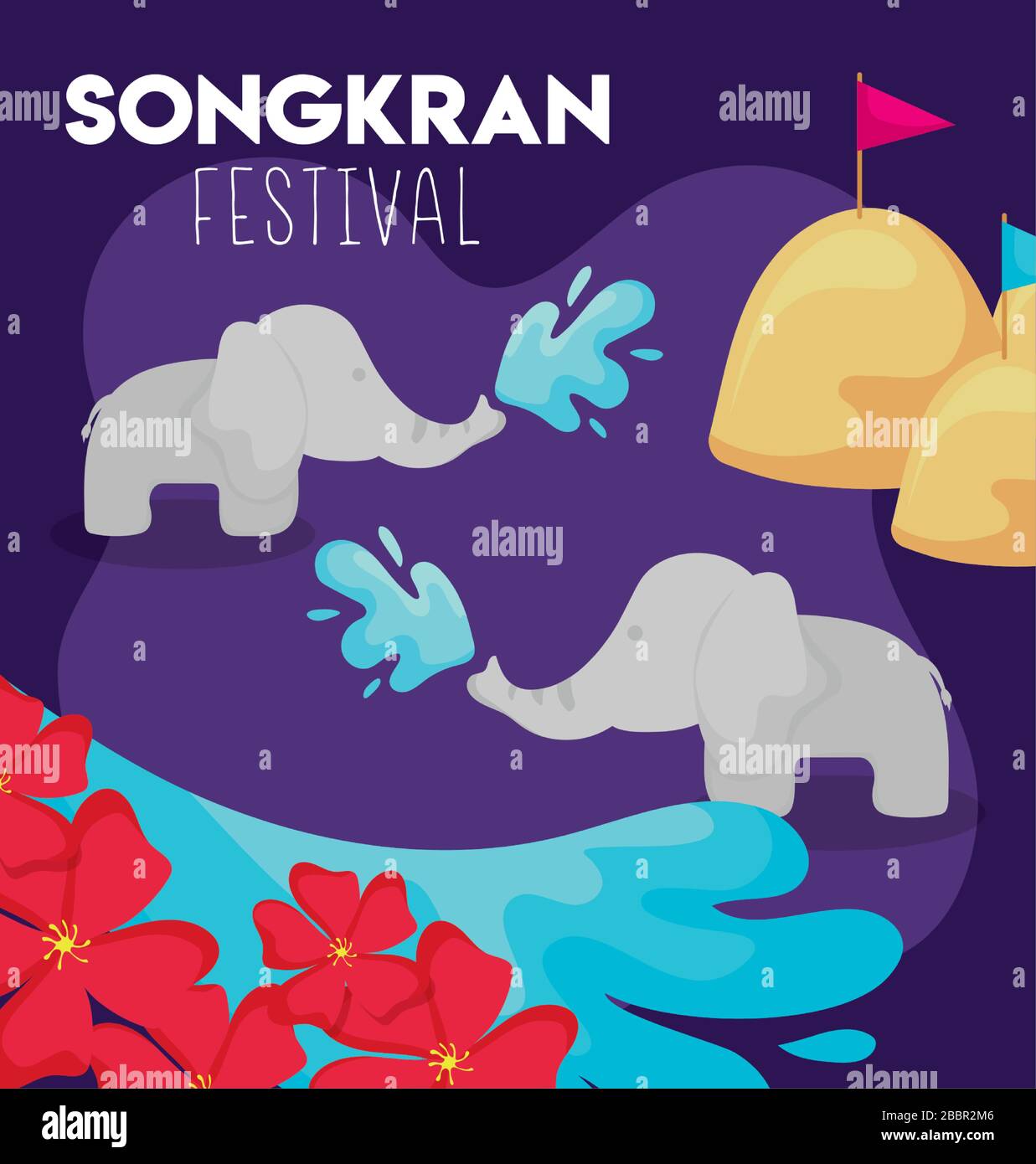 card of songkran festival in thailand vector illustration design Stock ...