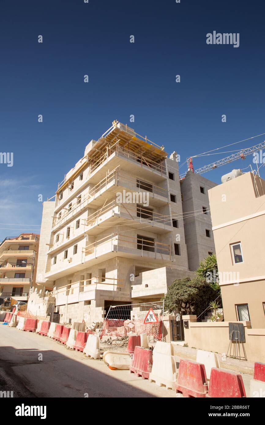 building and construction work of a building site in malta Stock Photo ...