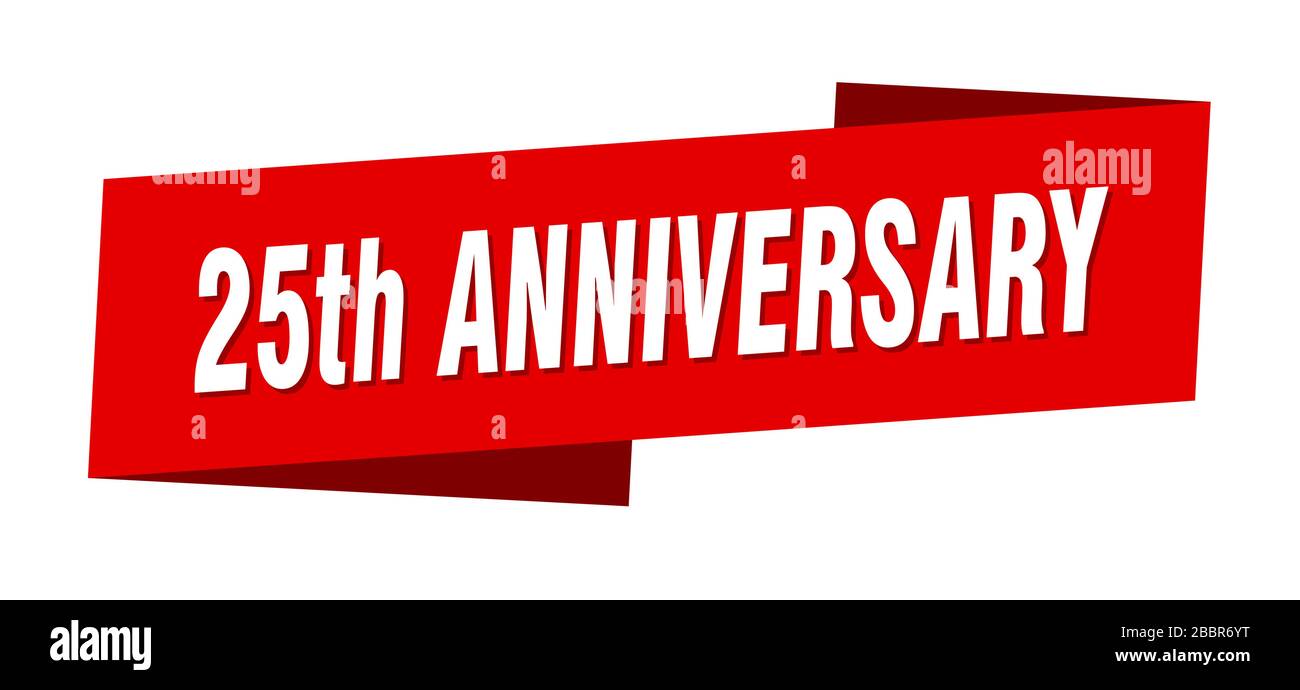 25th anniversary banner template. 25th anniversary ribbon label sign ...