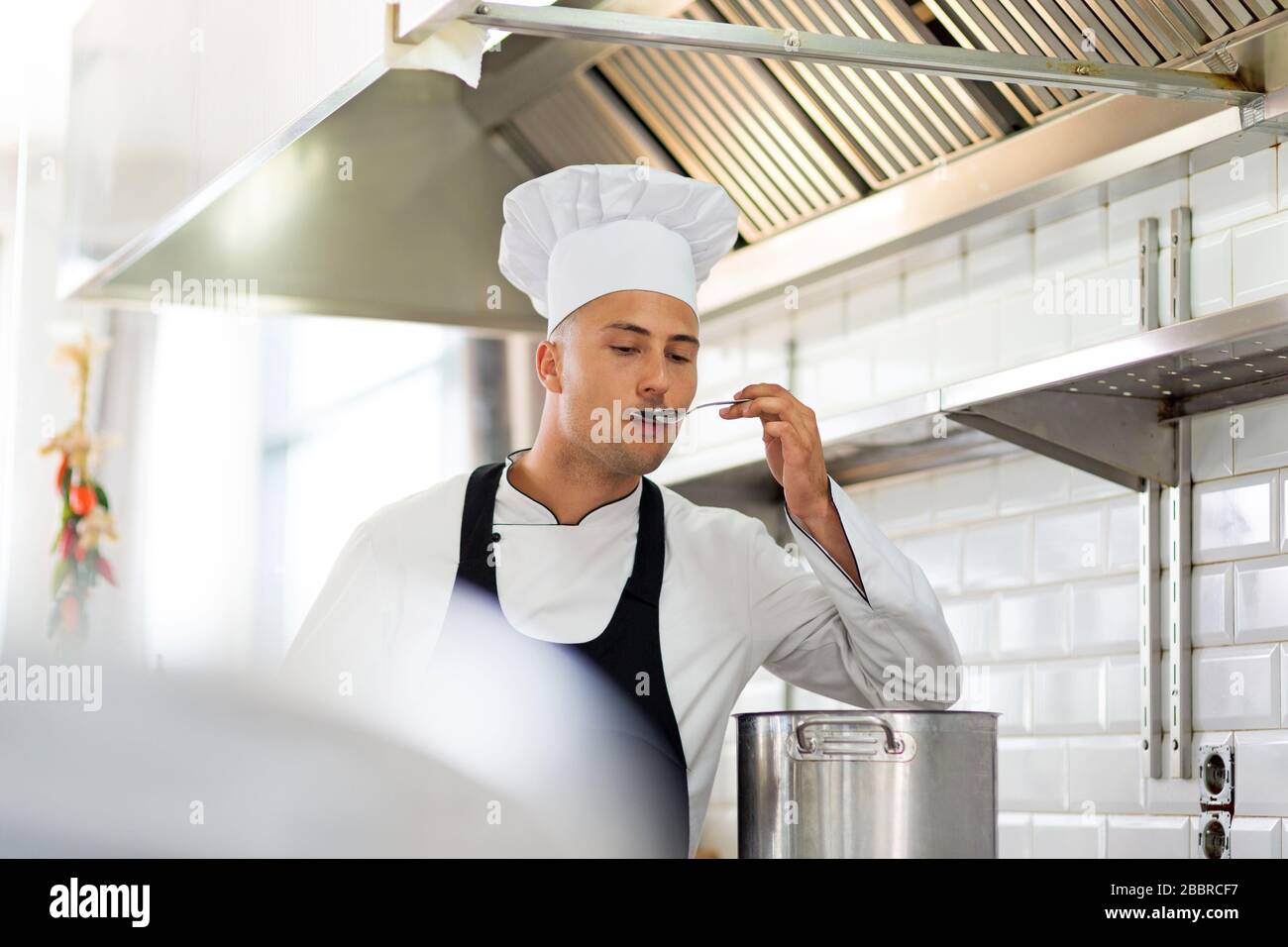 Professional chef in industrial kitchen Stock Photo - Alamy