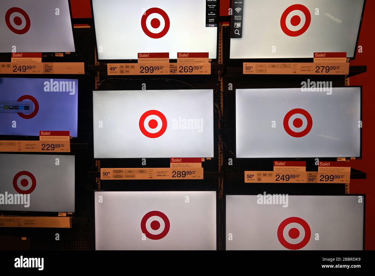 General overall view of televisions on display at Super Target ...