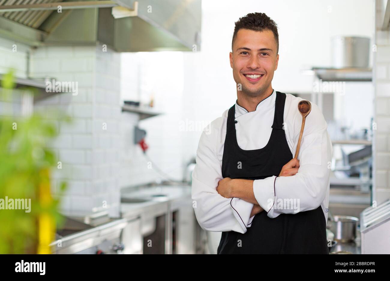 Professional chef in industrial kitchen Stock Photo - Alamy
