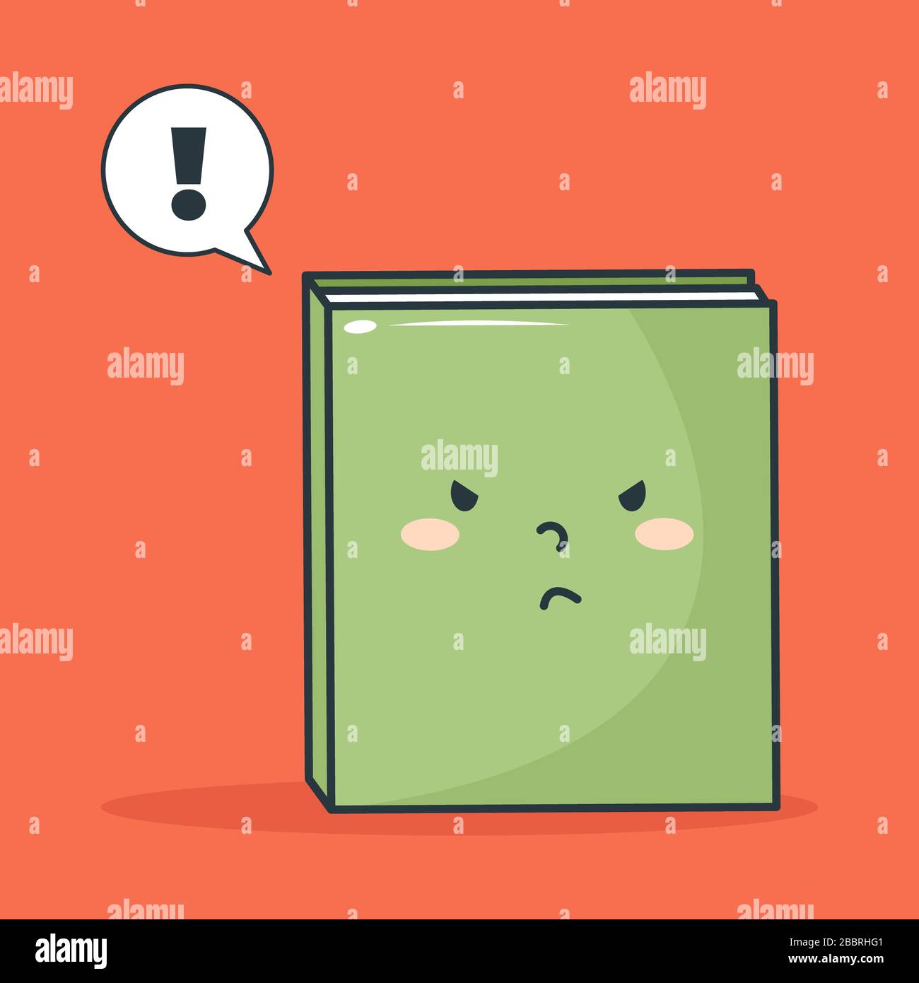Cute Illustration of A Book Get Angry in Cartoon Style on Red ...