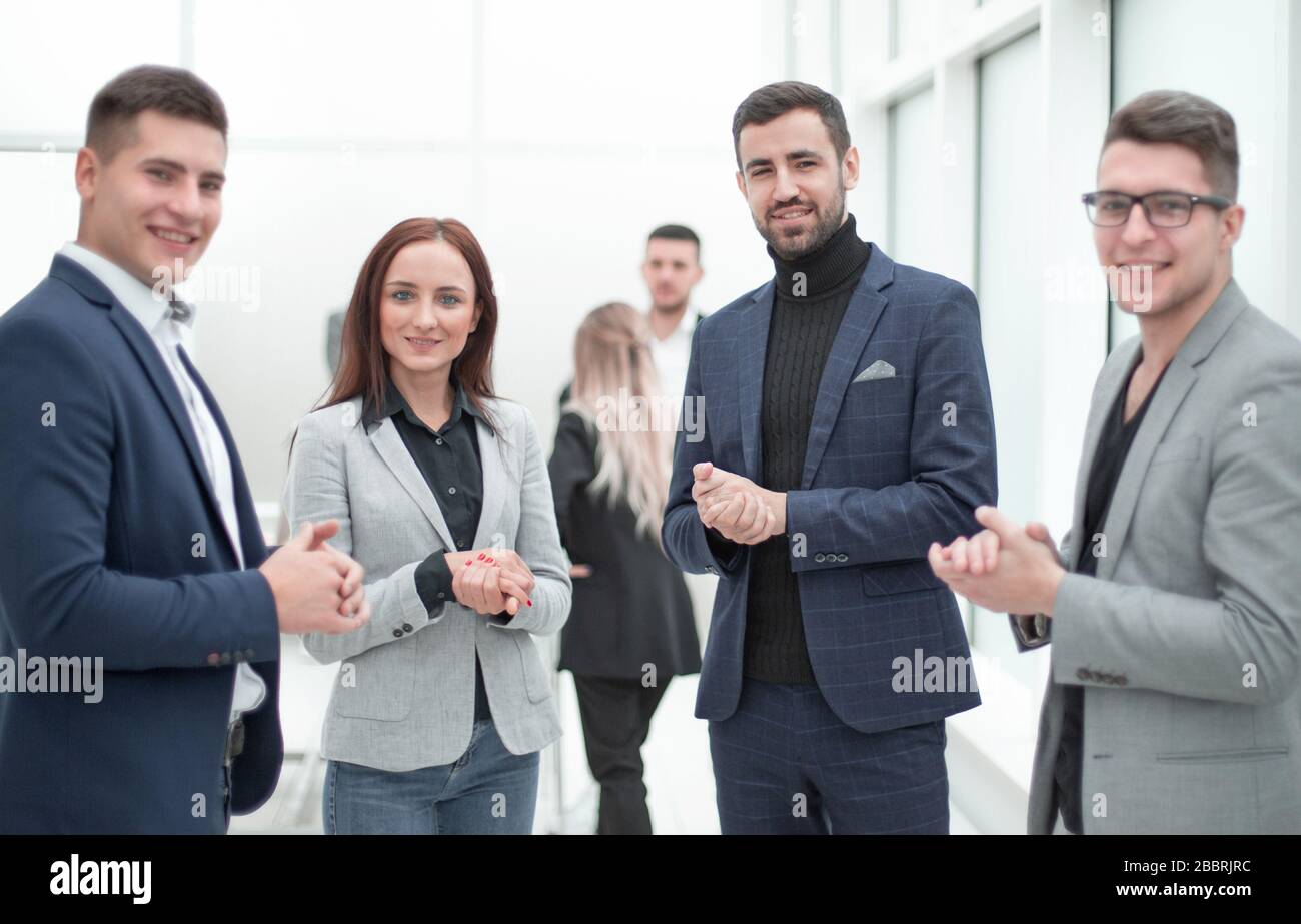 group of business people supporting each other with applause Stock ...