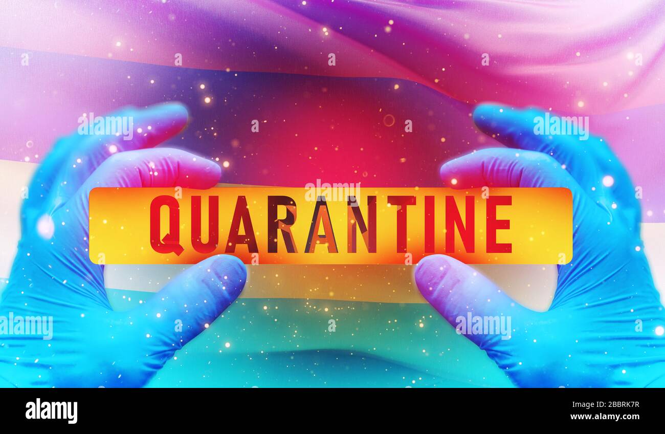 Quarantine area concept,, medical concept with flag of Mauritius ...