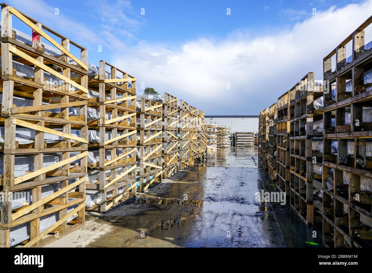 double glazed window factory warehouse under the open sky Stock Photo ...