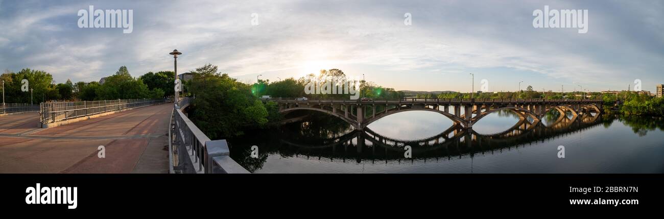 Panoramic View of Pedestrian Bridge Next to Car Bridge Stock Photo - Alamy