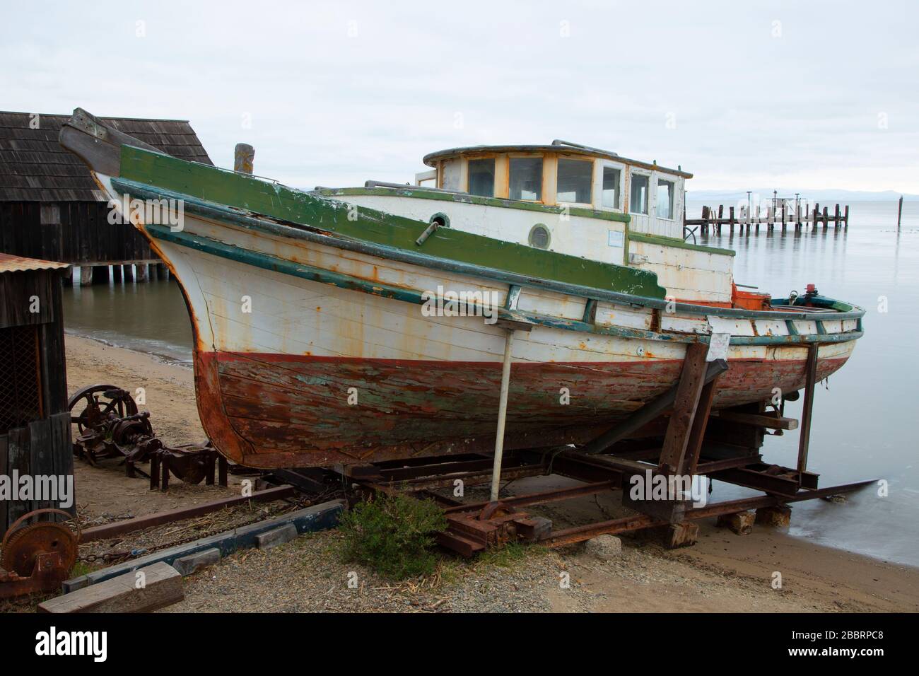 Boat on China Camp Village waterfront, China Camp State Park ...