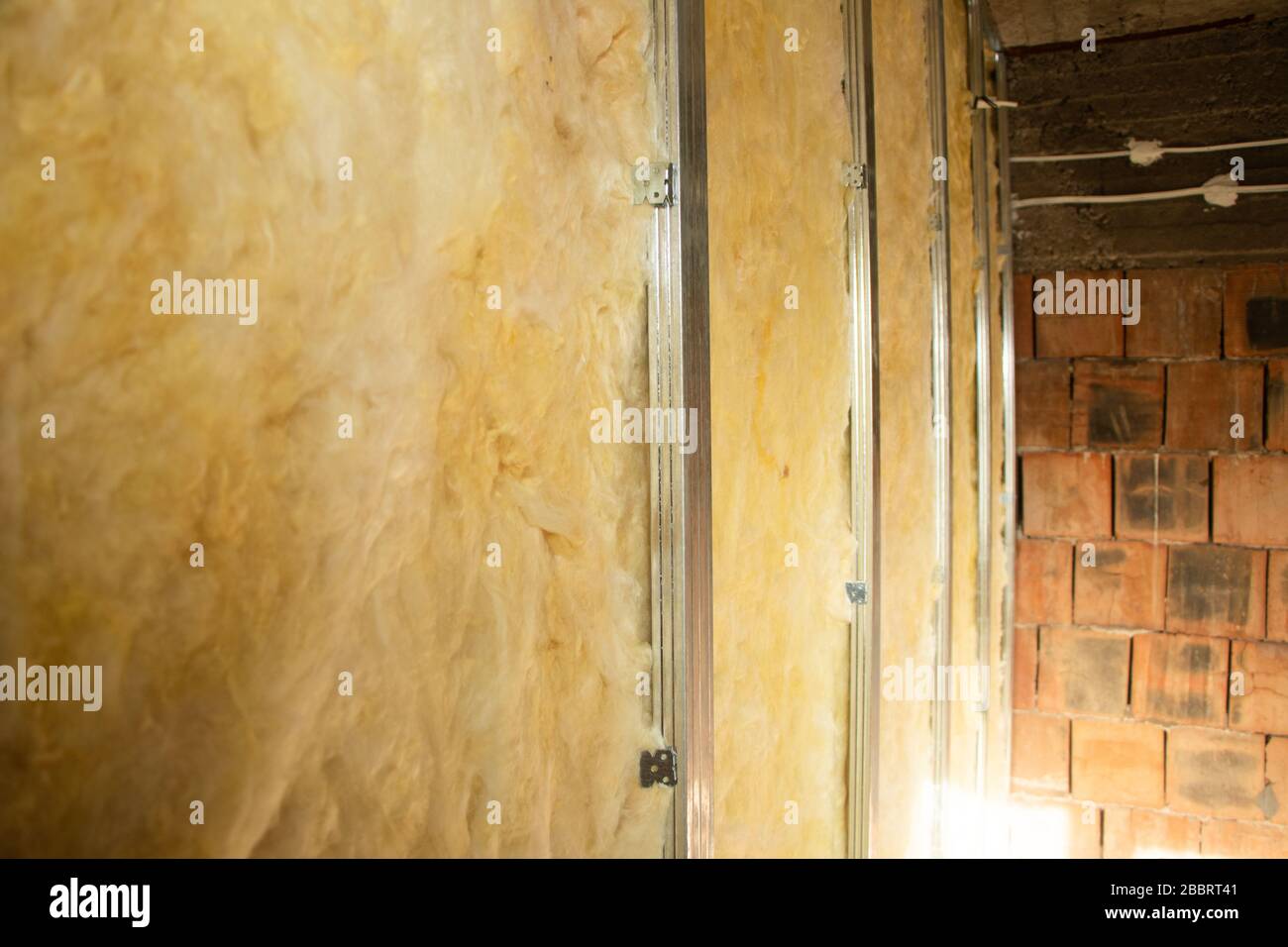 repair of house floor insulation and wall insulation Stock Photo - Alamy