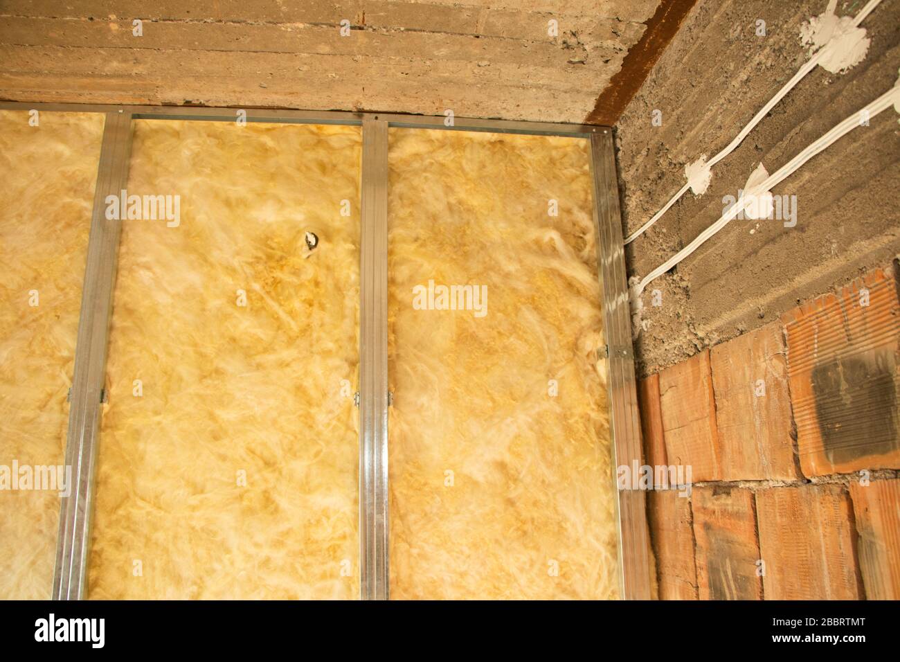 repair of house floor insulation and wall insulation Stock Photo - Alamy