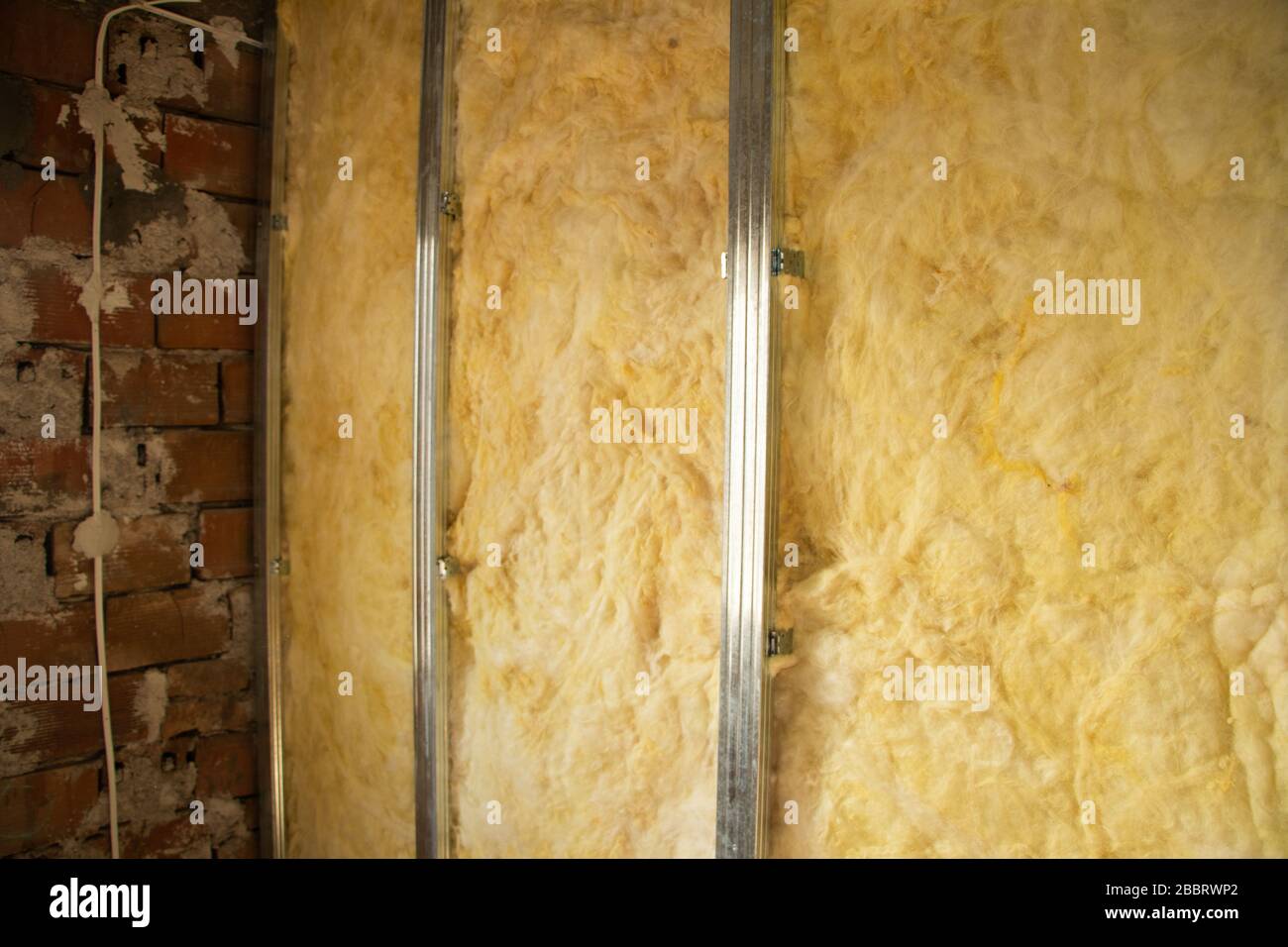 repair of house floor insulation and wall insulation Stock Photo - Alamy