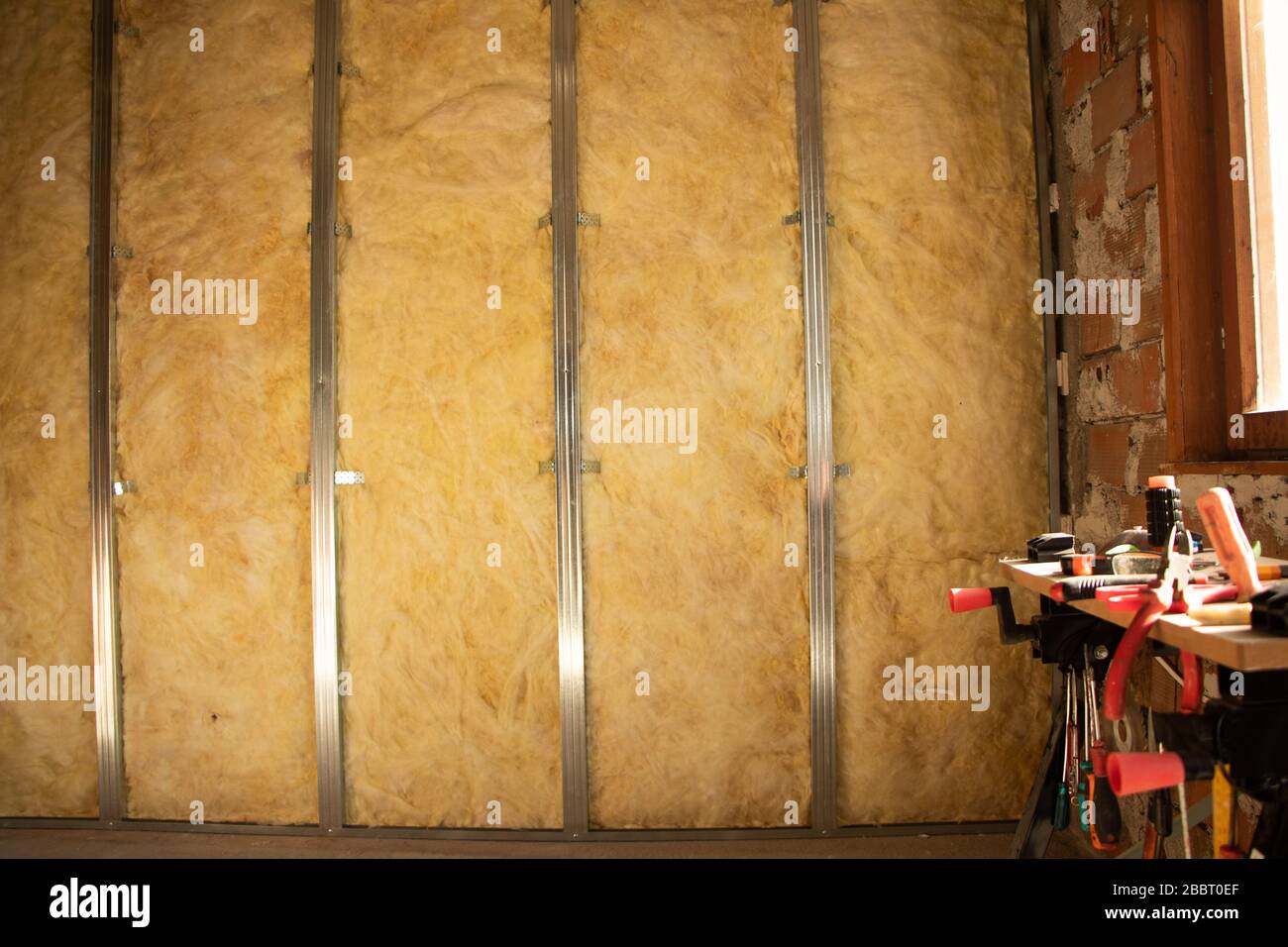 repair of house floor insulation and wall insulation Stock Photo - Alamy