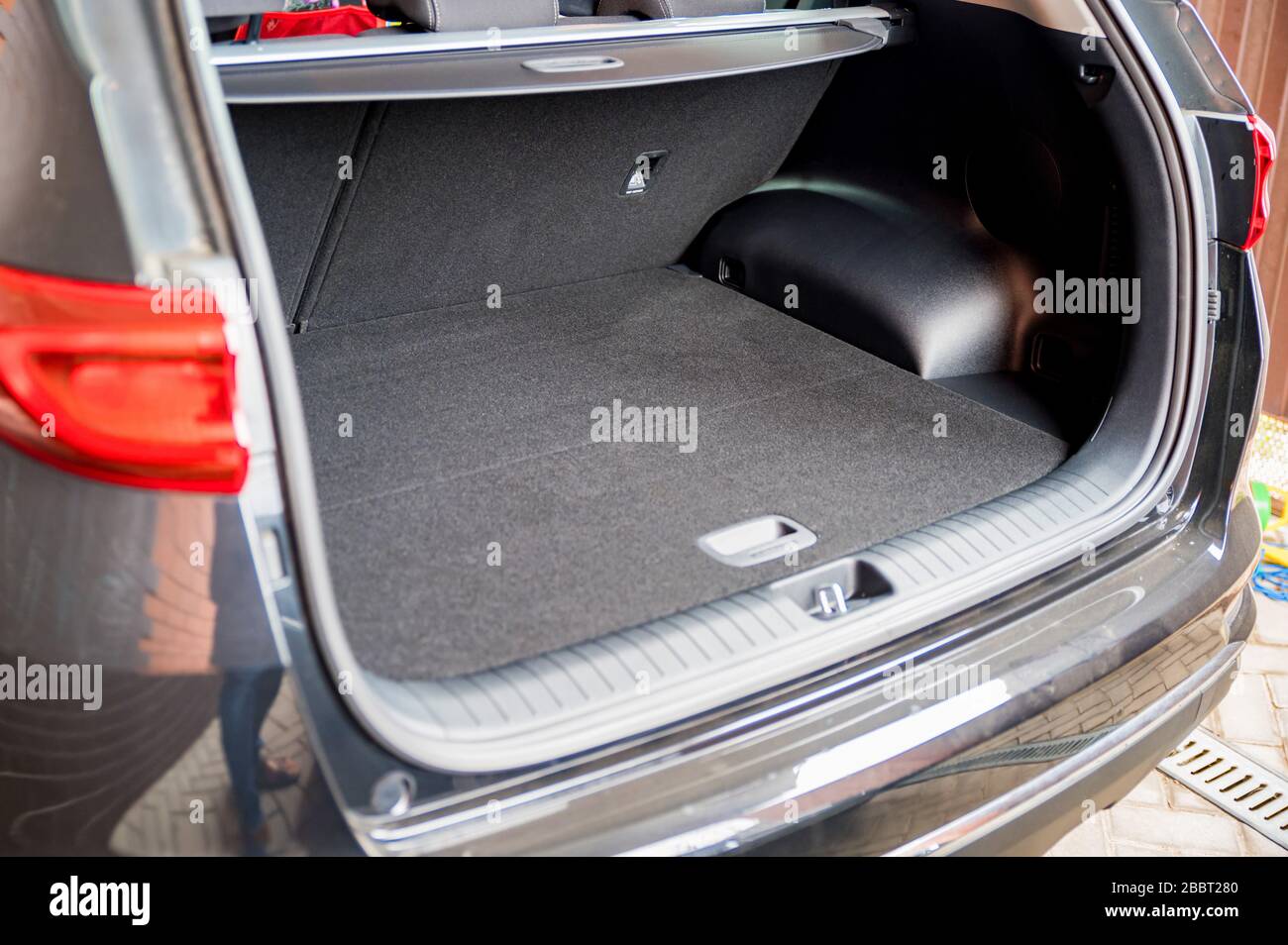 An empty car trunk of SUV prepared to be filled with baggage Stock ...