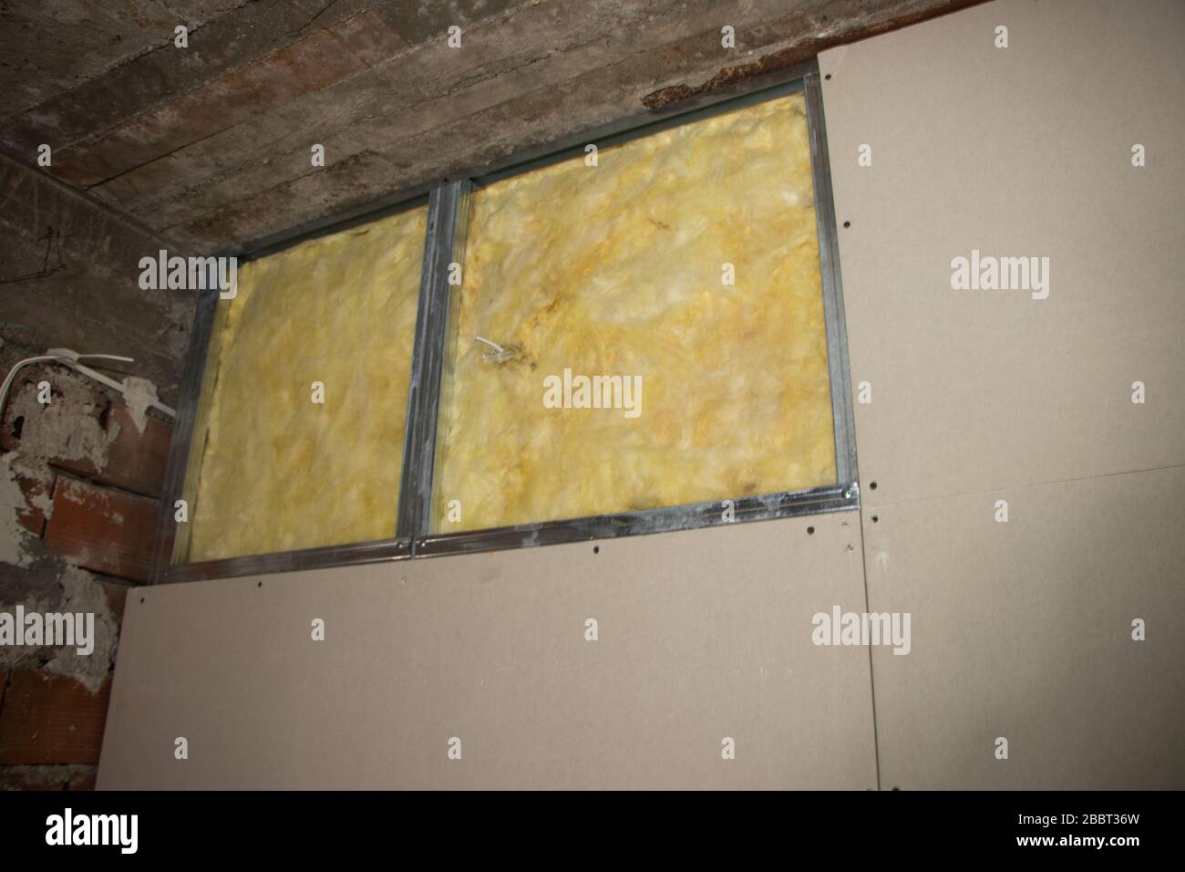 repair of house floor insulation and wall insulation Stock Photo - Alamy