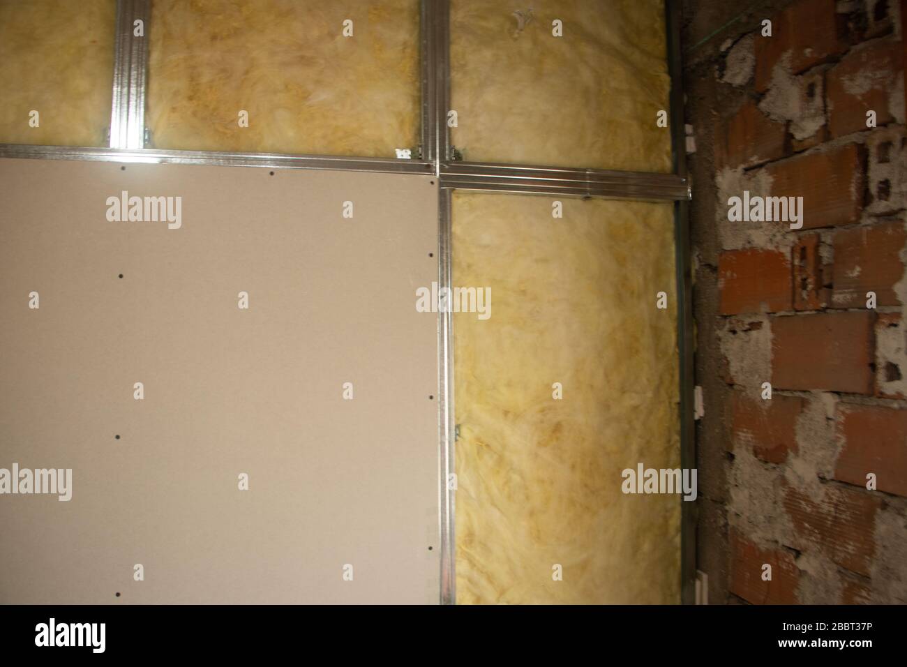 repair of house floor insulation and wall insulation Stock Photo - Alamy