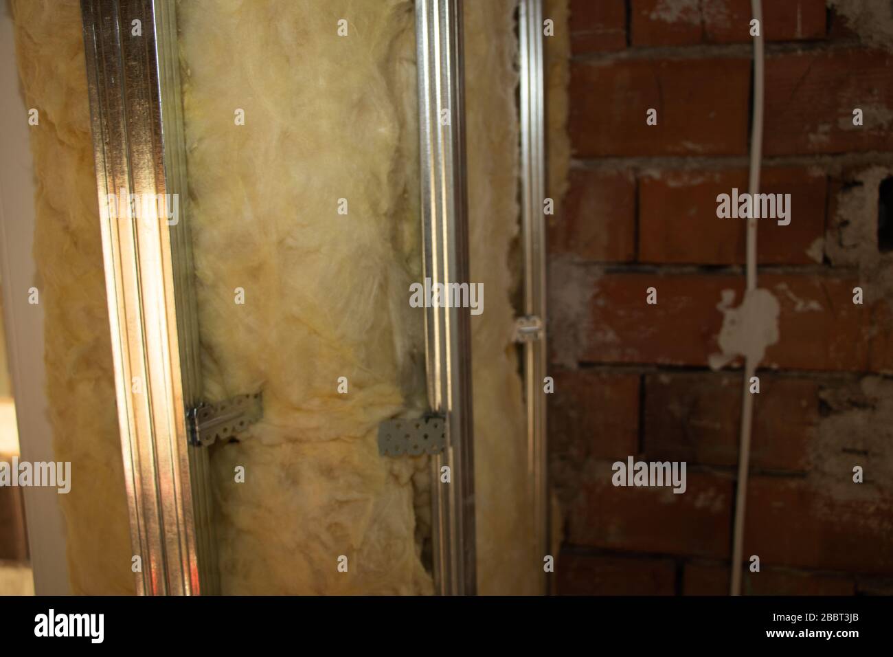 repair of house floor insulation and wall insulation Stock Photo - Alamy
