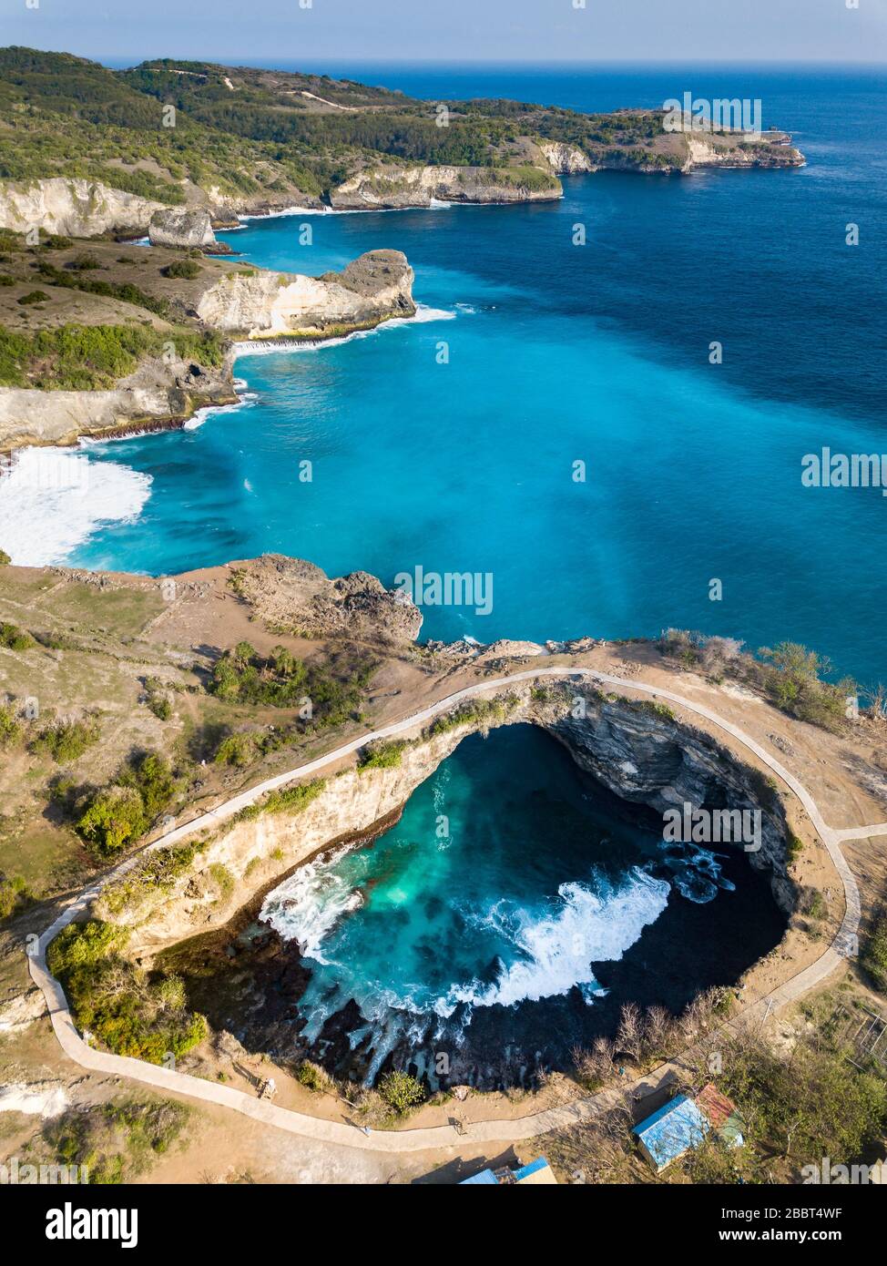 Broken Beach aerial in Nusa Penida Bali Indonesia Stock Photo - Alamy