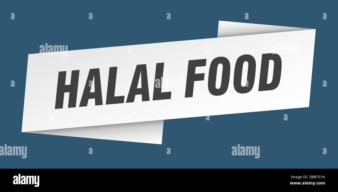 halal food banner template. halal food ribbon label sign Stock Vector ...