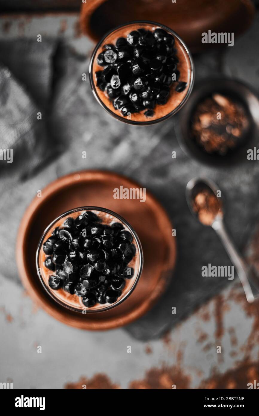 Homemade Milk Bubble Tea with Tapioca Pearls Stock Photo - Alamy