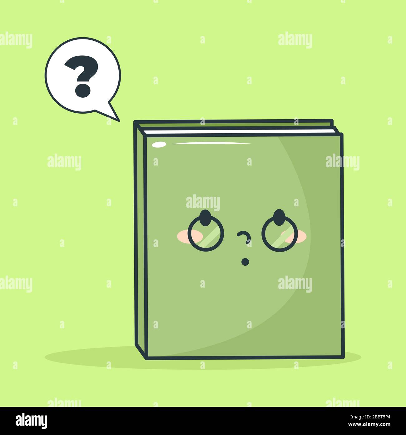 Cute Illustration of A Book Wear Glasses in Cartoon Style on Soft Green ...