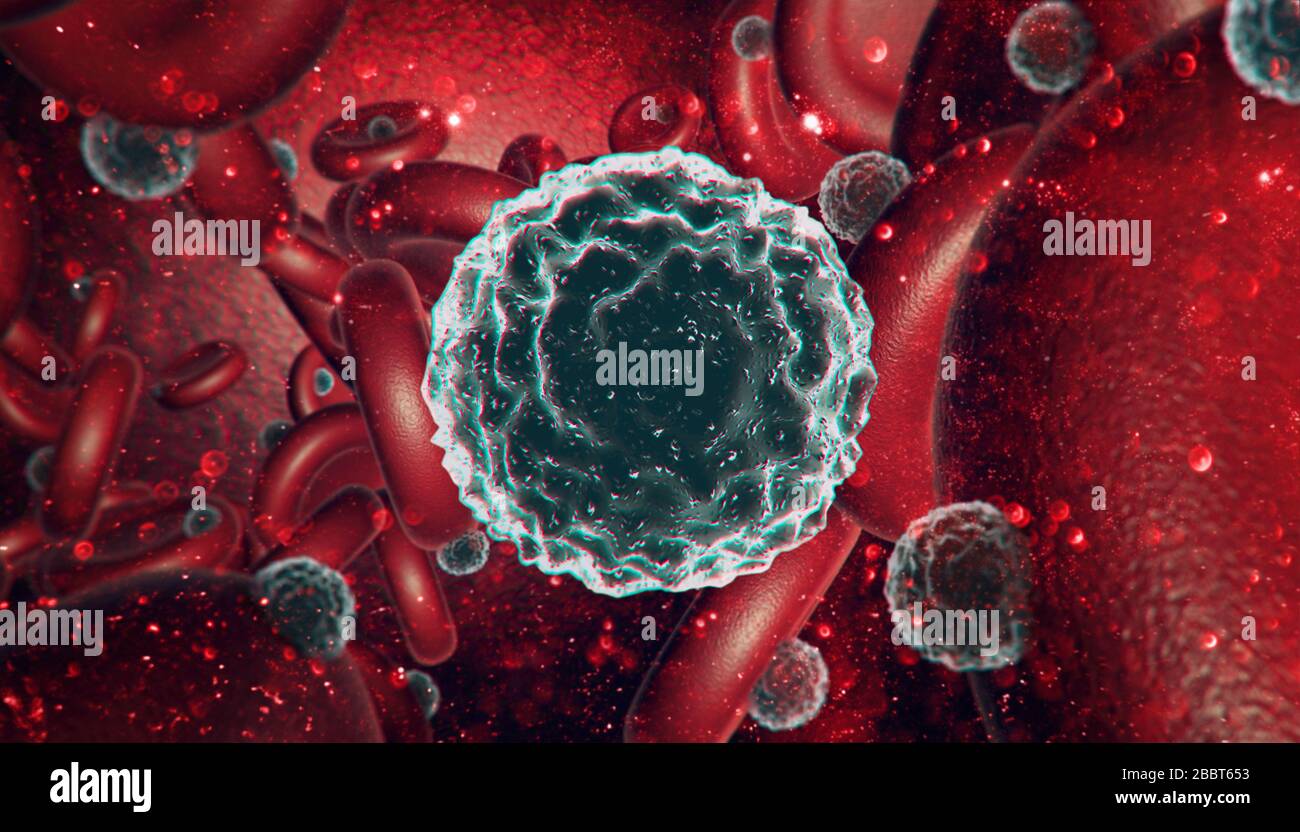 Microscopic view of influenza virus cells. 3D medical illustration ...