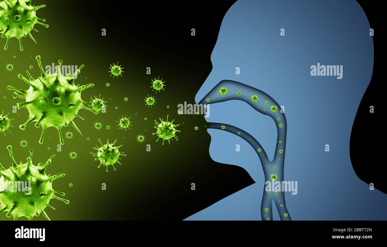Microscopic view of influenza virus cells. 3D medical illustration ...