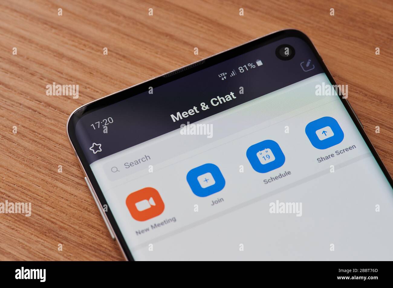 New-York , USA - April 1, 2020: Buttons in main menu of zoom mobile app ...
