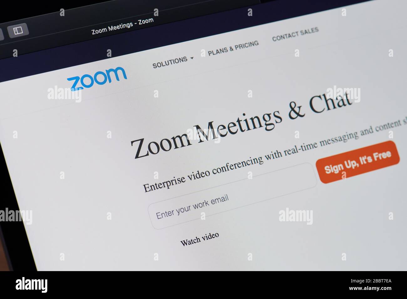 New-York , USA - April 1, 2020: Zoom enterprise video conferencing on ...