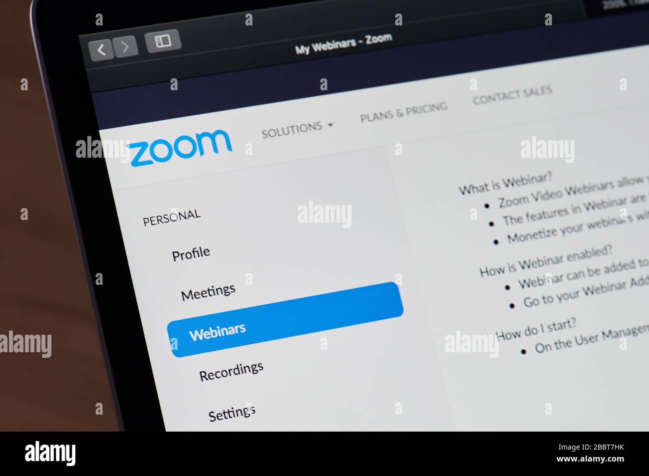 New-York , USA - April 1, 2020: Webinars menu in zoom app on laptop ...