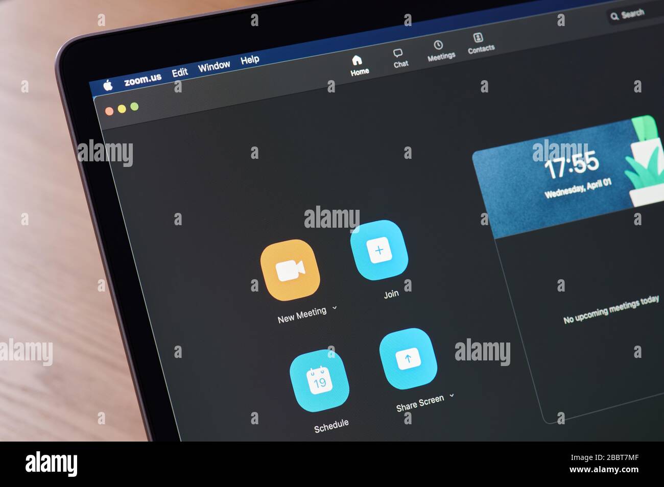 New-York , USA - April 1, 2020: Zoom app main menu on laptop screen ...