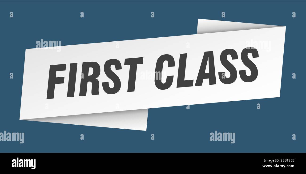first class banner template. first class ribbon label sign Stock Vector ...