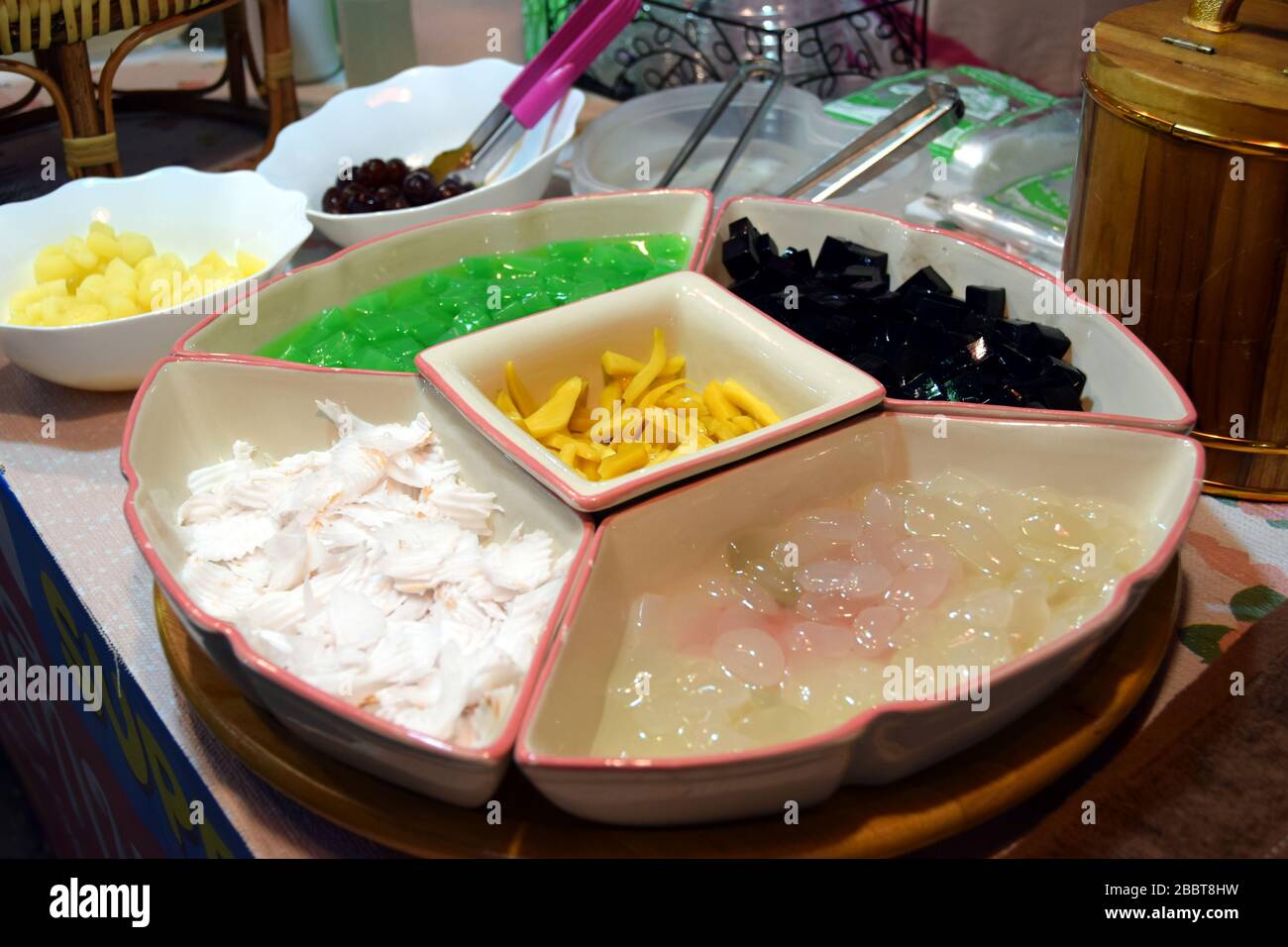 Jelly cubes and pieces of fruit Stock Photo - Alamy