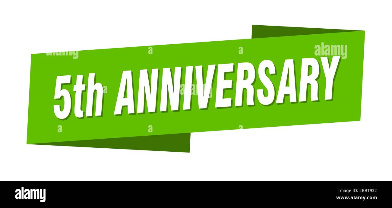 5th anniversary banner template. 5th anniversary ribbon label sign ...
