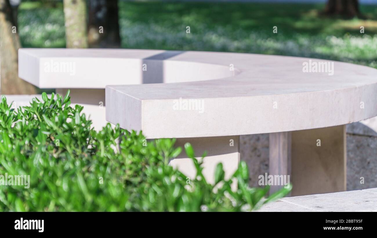 Modern stone patio bench hi-res stock photography and images - Alamy