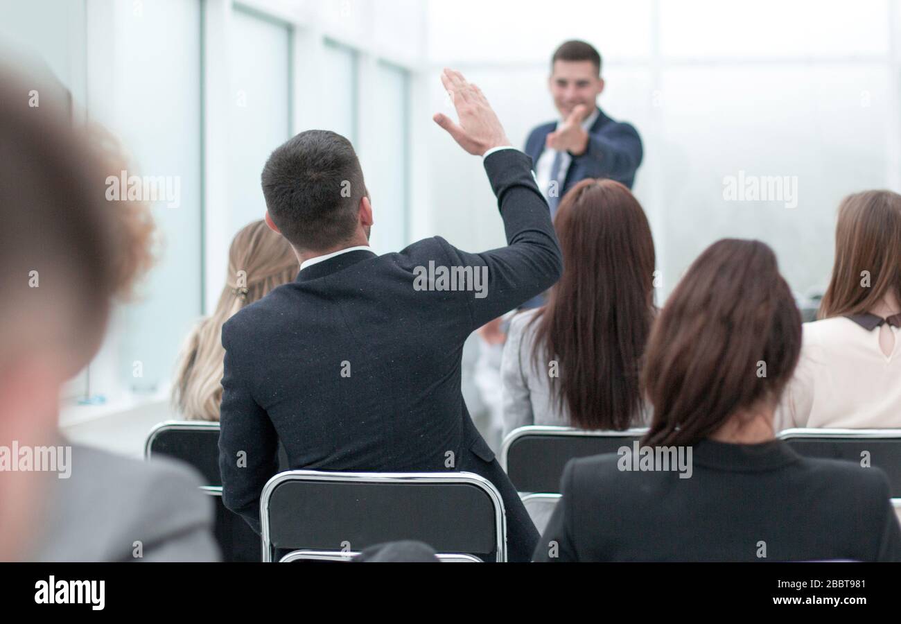 seminar participants ask questions at a business meeting Stock Photo ...