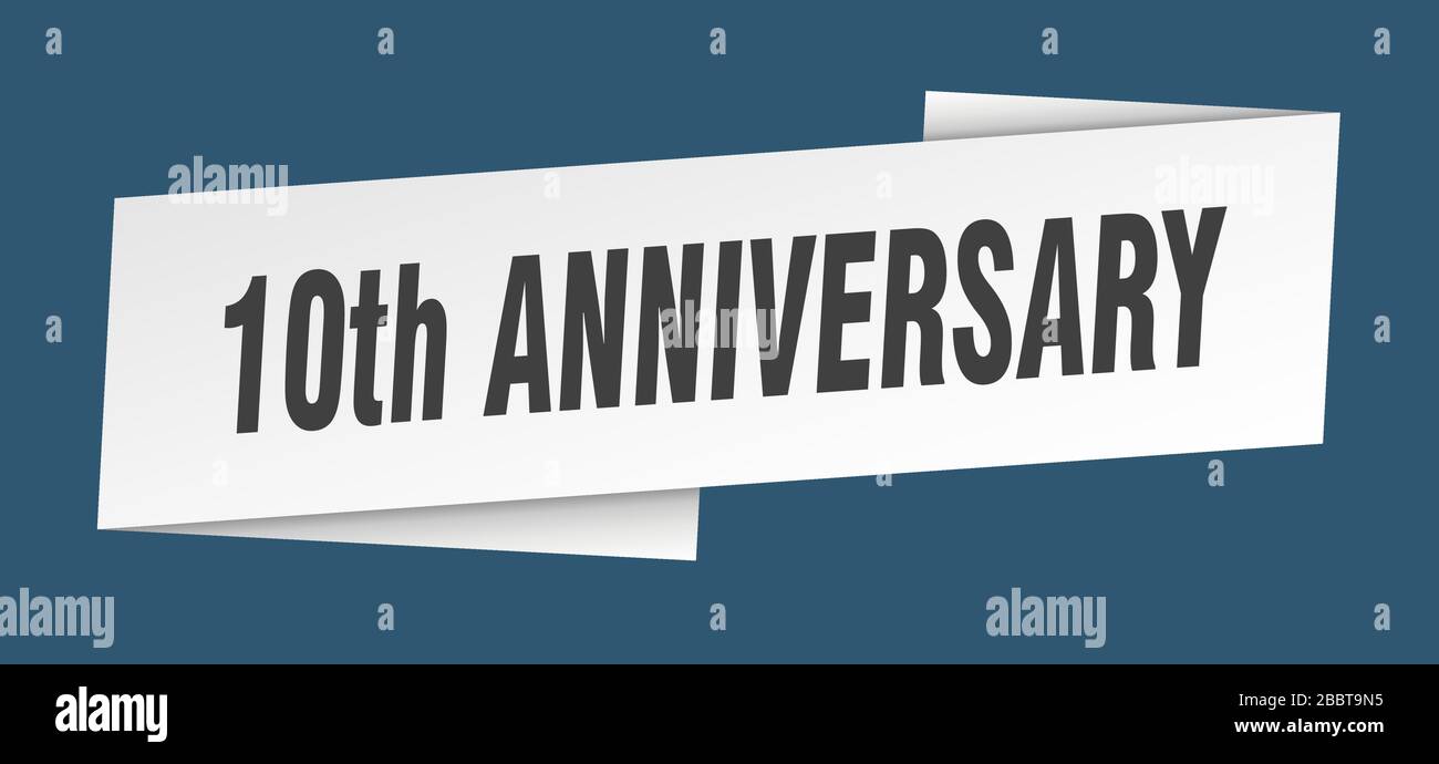 10th anniversary banner template. 10th anniversary ribbon label sign ...